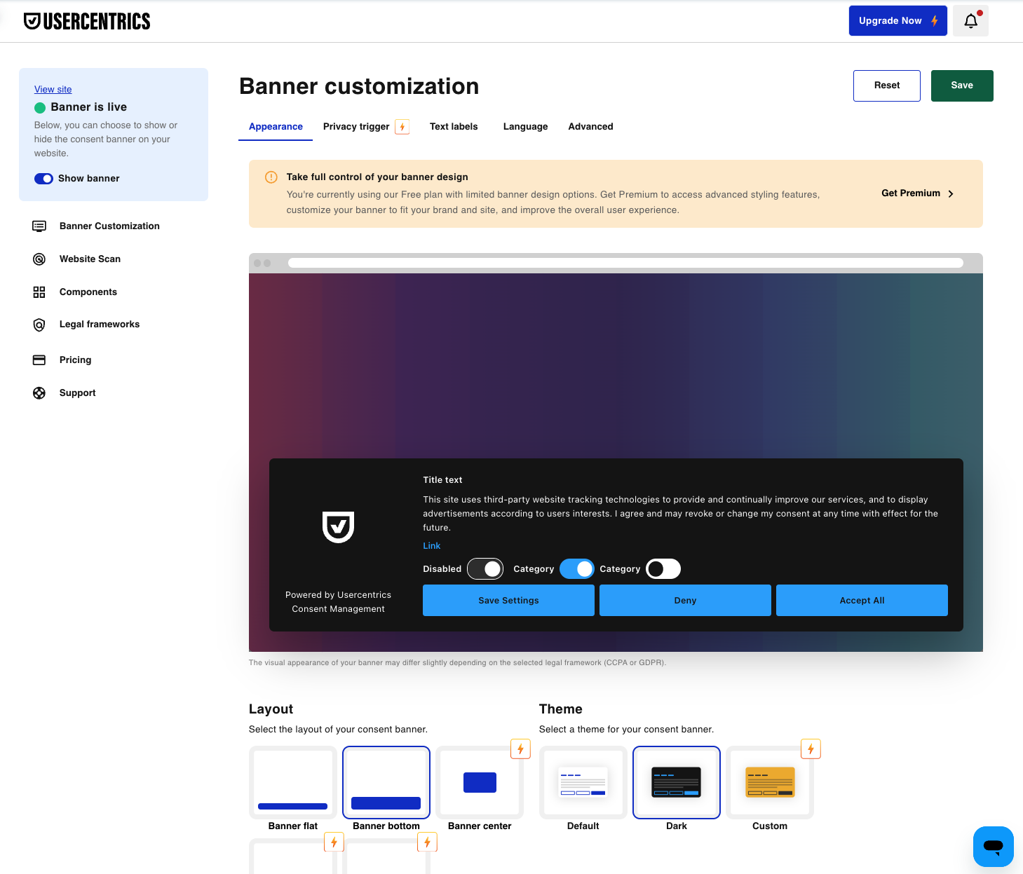 Can I see the banner preview before publishing? – Usercentrics for Wix